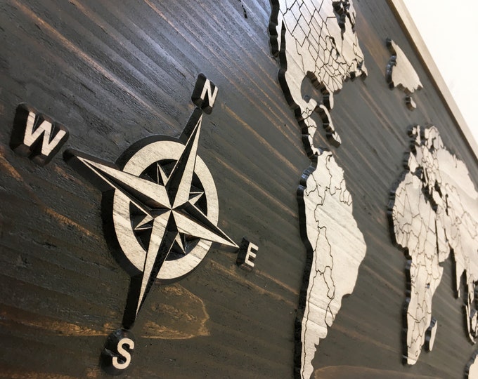 World Map on Wood | Painting| Map of the World | Wood | Map ...