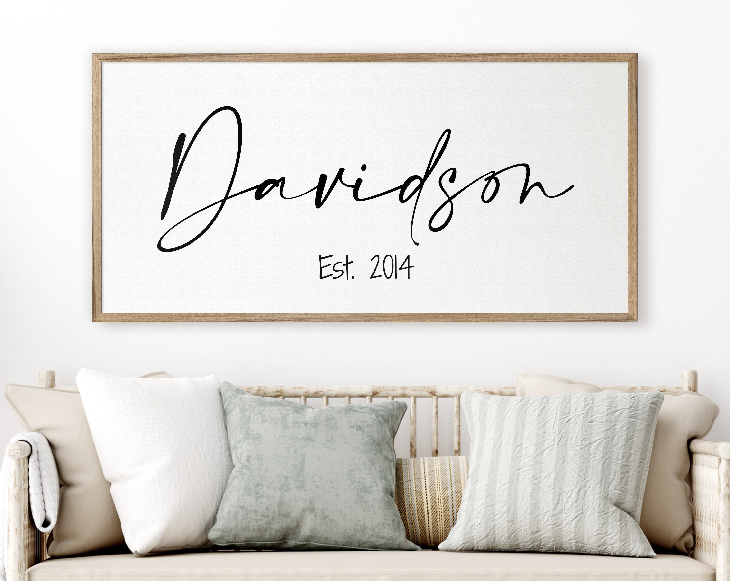 Last Name Sign - Established Sign - Family Name Sign - Wood Framed ...