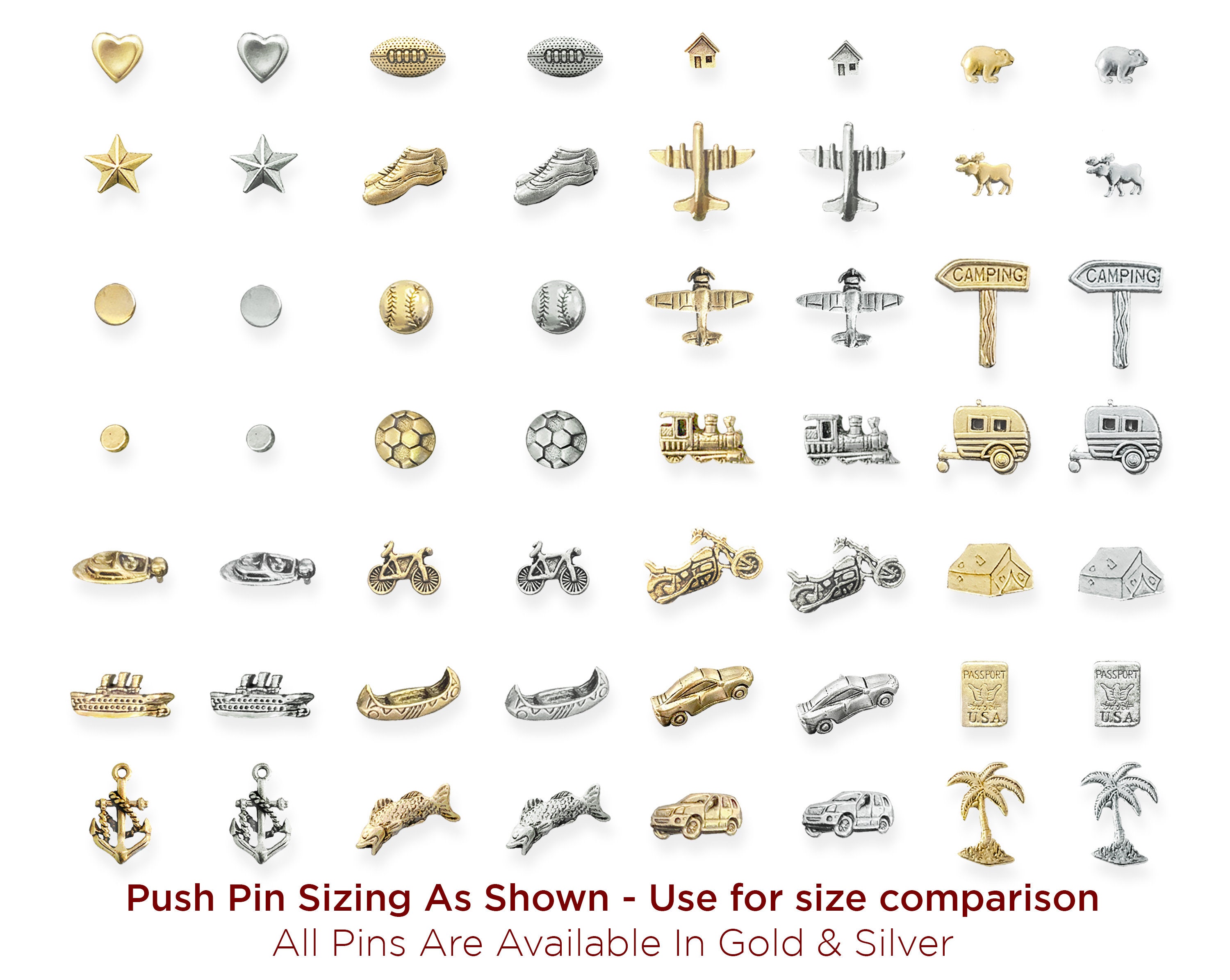 Gold or Silver Motorcycle Push Pins Solid Metal Motorbike - Etsy