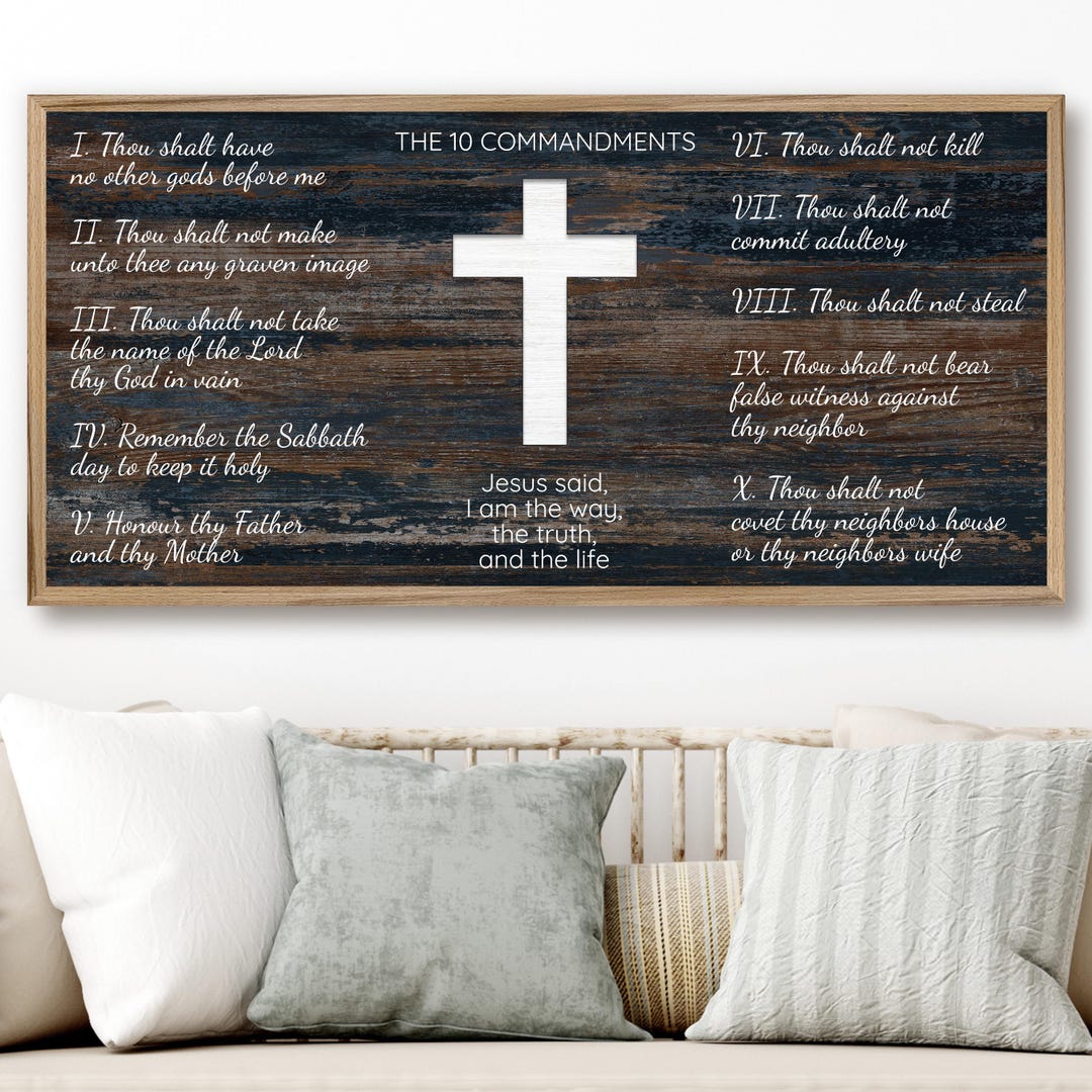 Ten Commandments Wall Art - Spiritual Sign - Christian Art - Religious ...