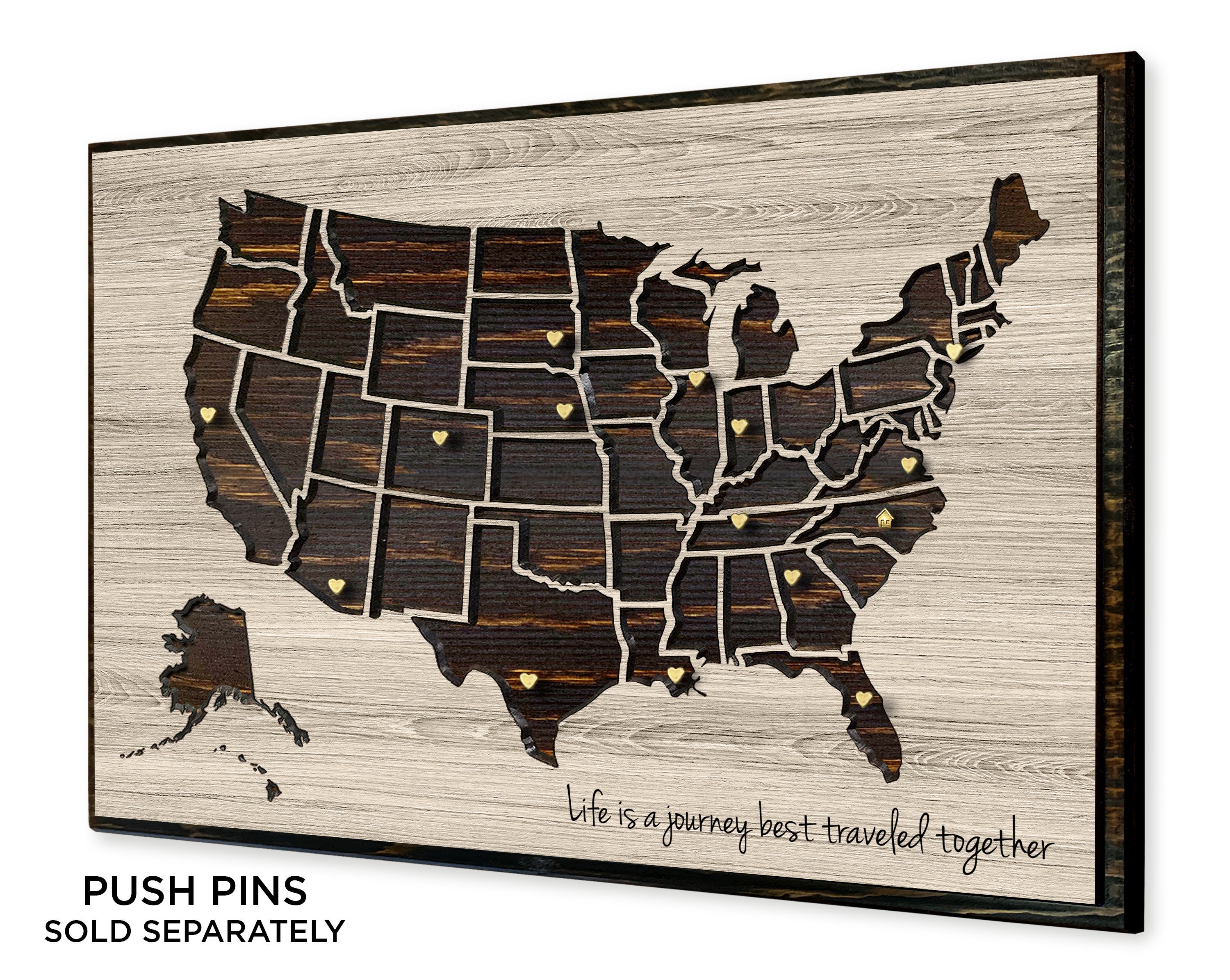 US Push Pin Map Map to Mark Travels Locations United States | Etsy