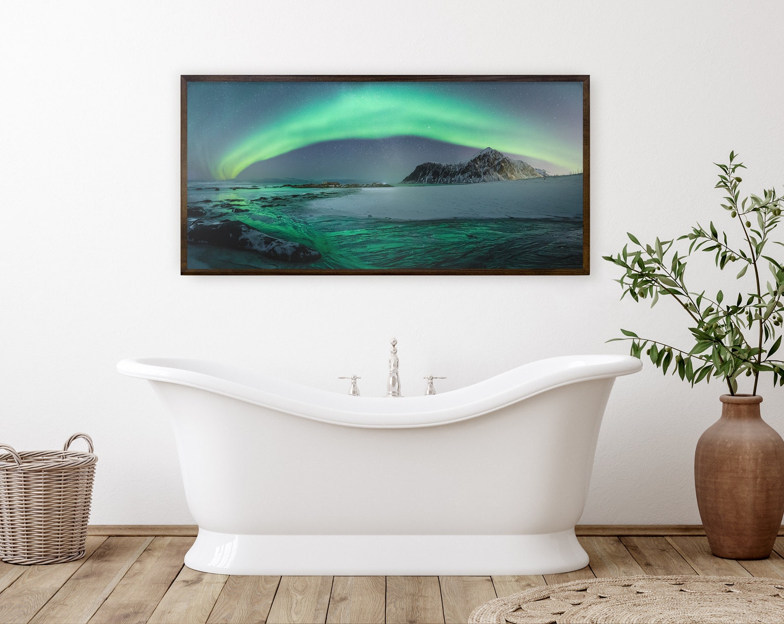 Northern Lights on the Night Sky Picture | Framed Photo Print Canvas ...