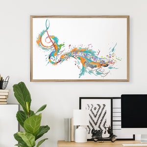Abstract Music Wall Art | Musical Notes Treble Cleff Keyboard | Home ...