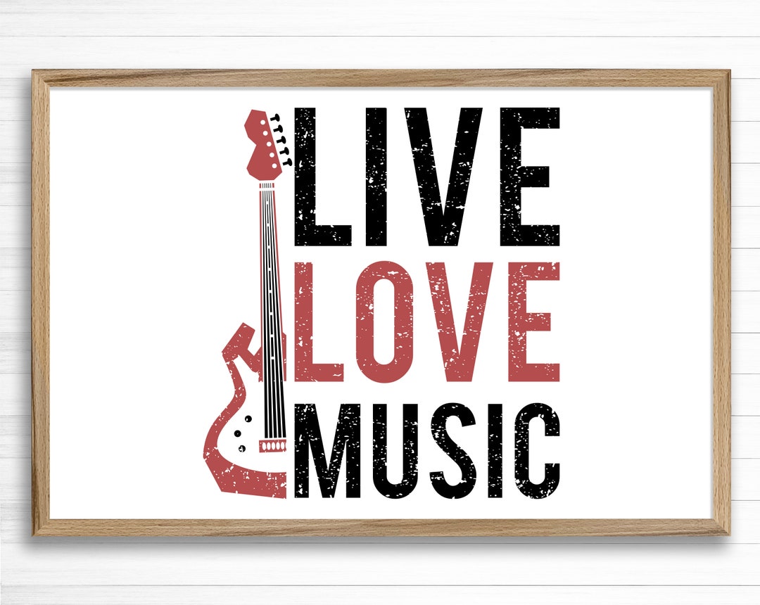 Live Love Music Picture | Quote Art | Guitar | Wood Framed Canvas Print ...