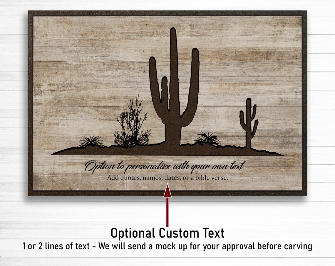 Carved Desert Scene Picture Wood Wall Art Cactus Wall - Etsy