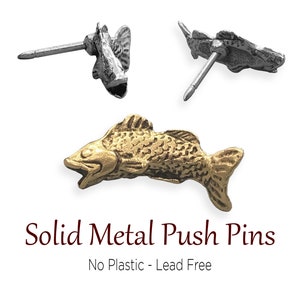 Gold & Silver Fish Push Pins, Nickel Angler Pin to Mark Fishing Spots ...