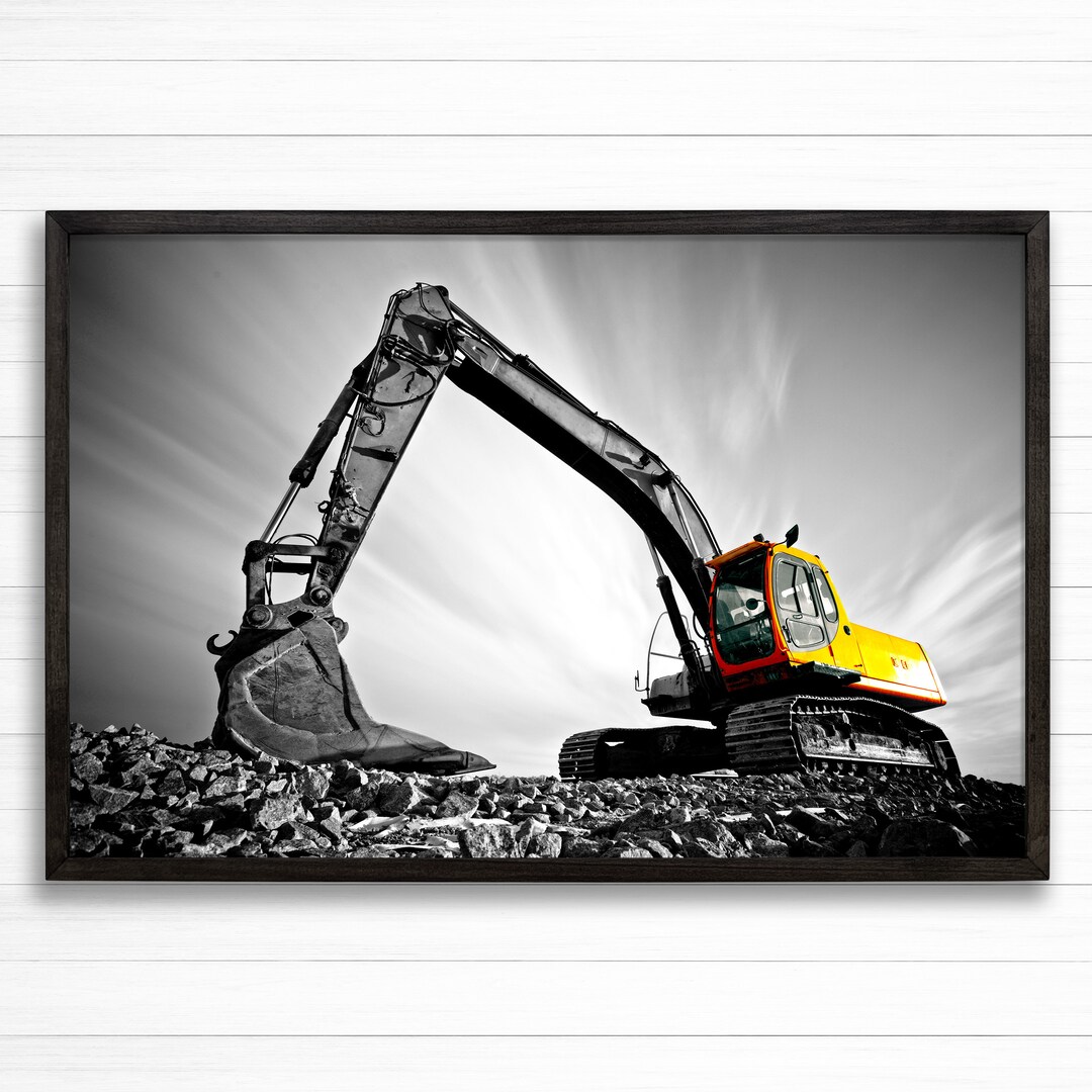 Excavator Wall Decor, Kids Room Decor, Office Wall Art, Construction ...