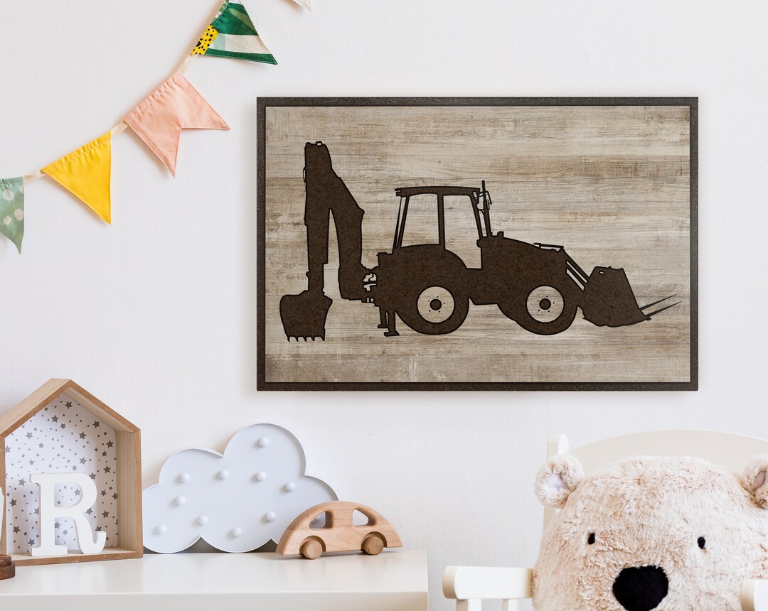 Carved Backhoe Art | Construction Wall Décor | Baby Shower Gift Ideas ...