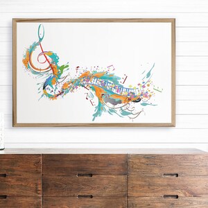 Abstract Music Wall Art | Musical Notes Treble Cleff Keyboard | Home ...