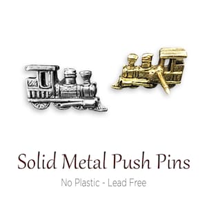 Silver & Gold Train Push Pins, Golden Locomotive Pushpin, Antique Style ...