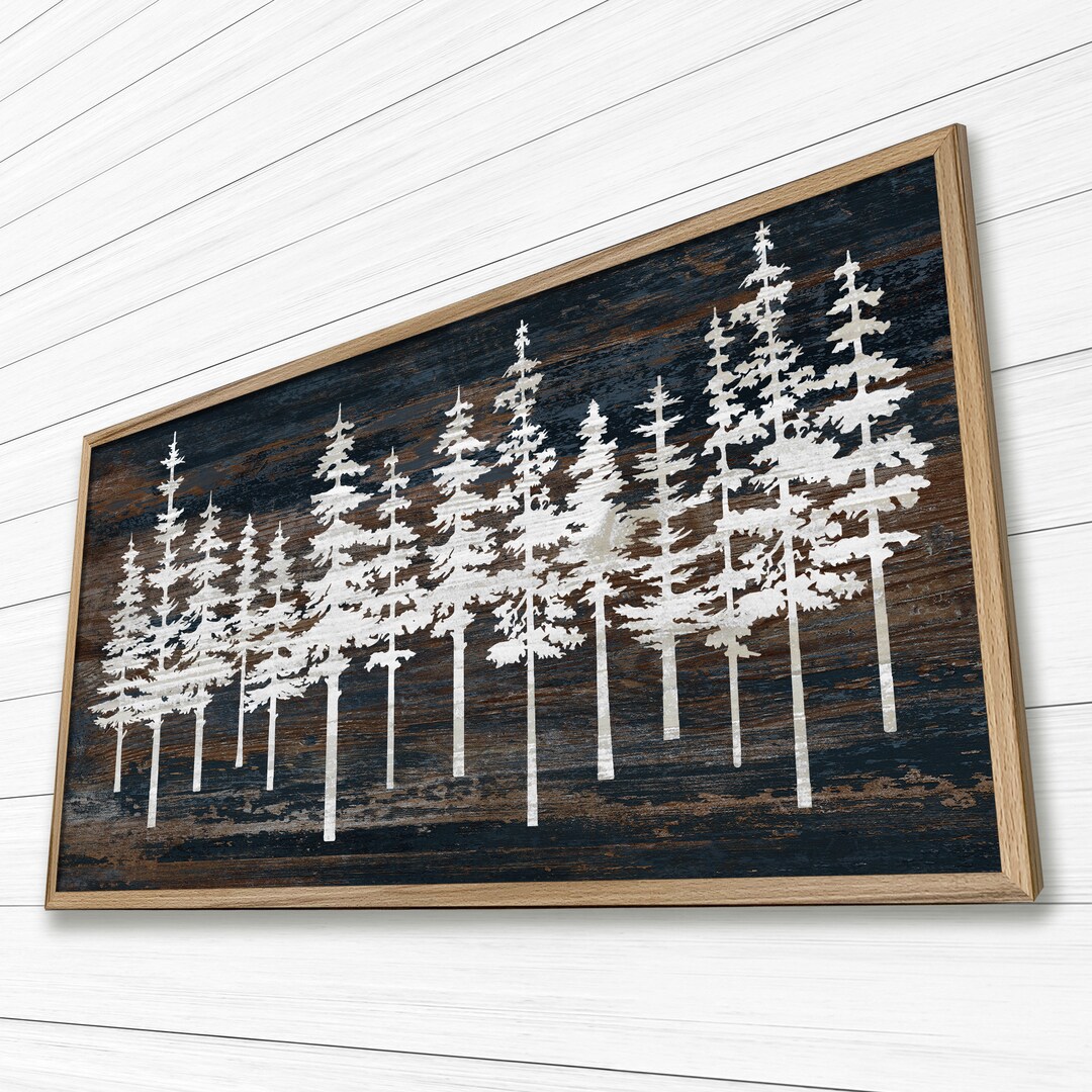 Nature and Cabin Art - Pine Tree Forest Wall Art - Evergreen Trees ...