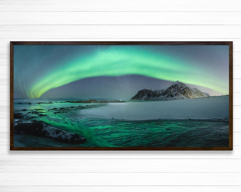 Northern Lights on the Night Sky Picture | Framed Photo Print Canvas ...