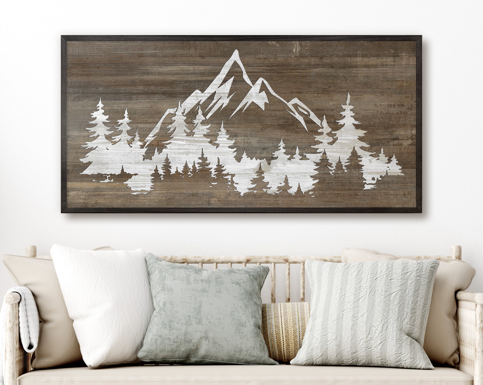 Mountain Wall Art Cabin Art Nature and Tree Art Mountain - Etsy