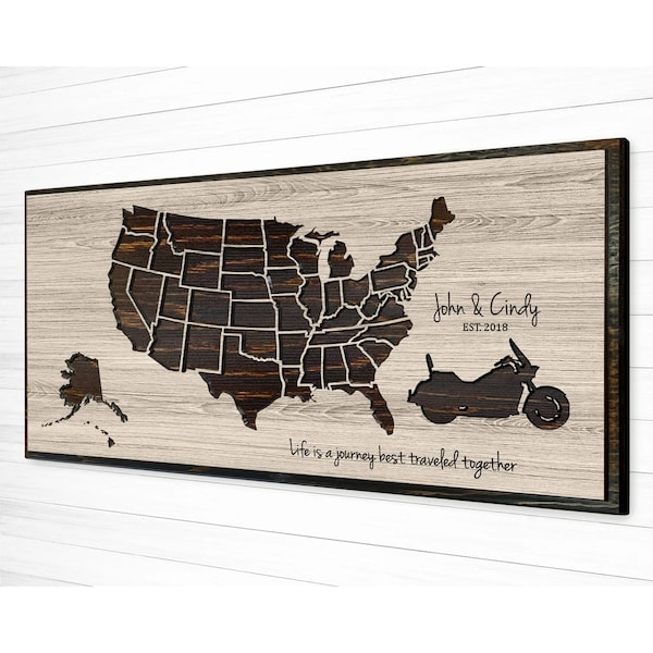 Motorcycle Map of the Us - Etsy