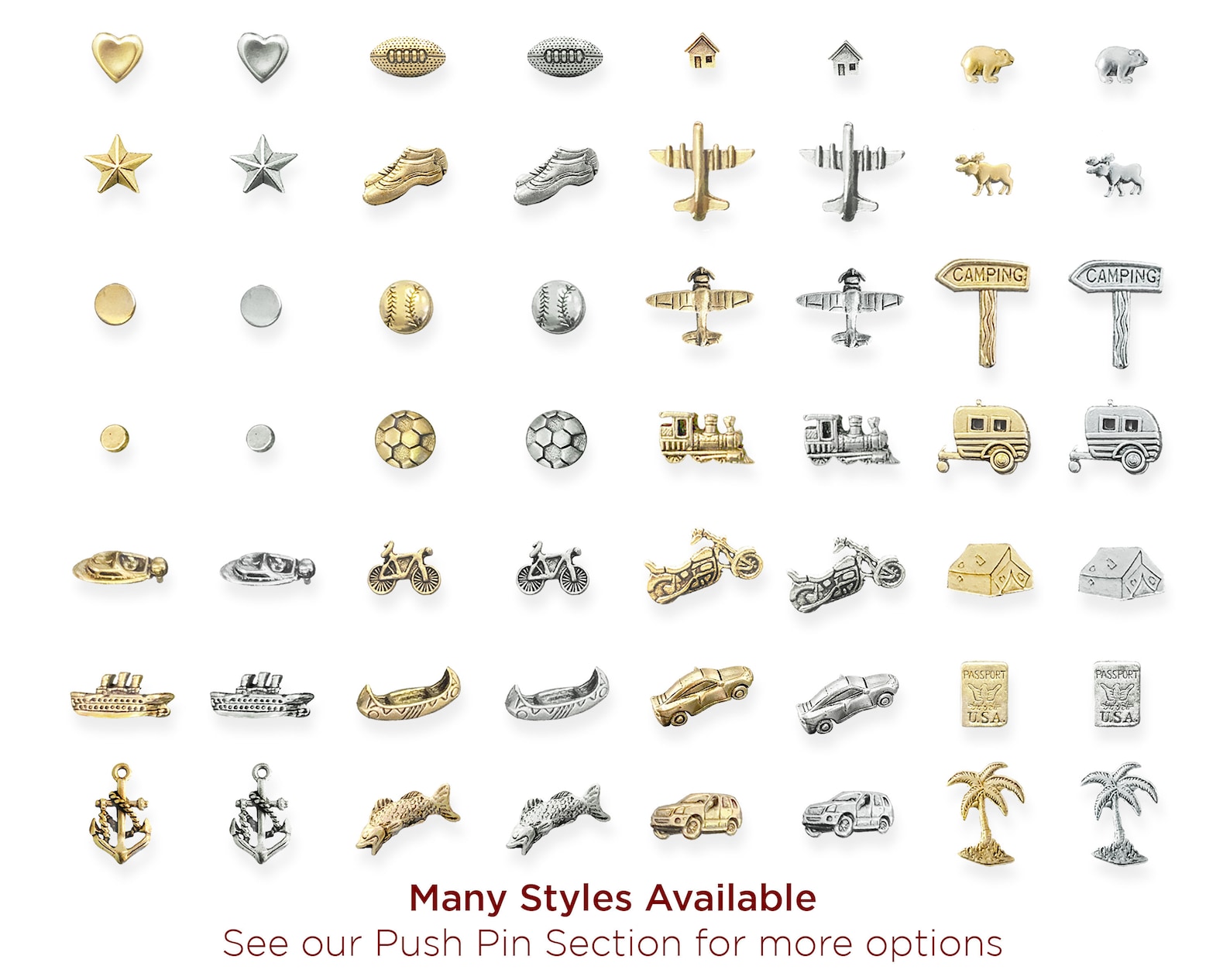 Gold & Silver Star Push Pins, Push Pin of Star, Golden Antique ...