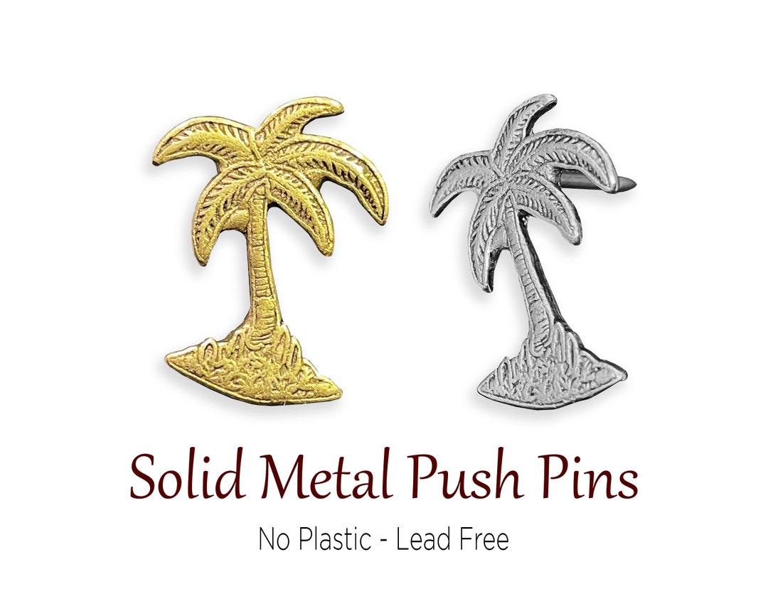 Gold or Silver Palm Tree Push Pins, Island Push Pins, Tropical Push ...