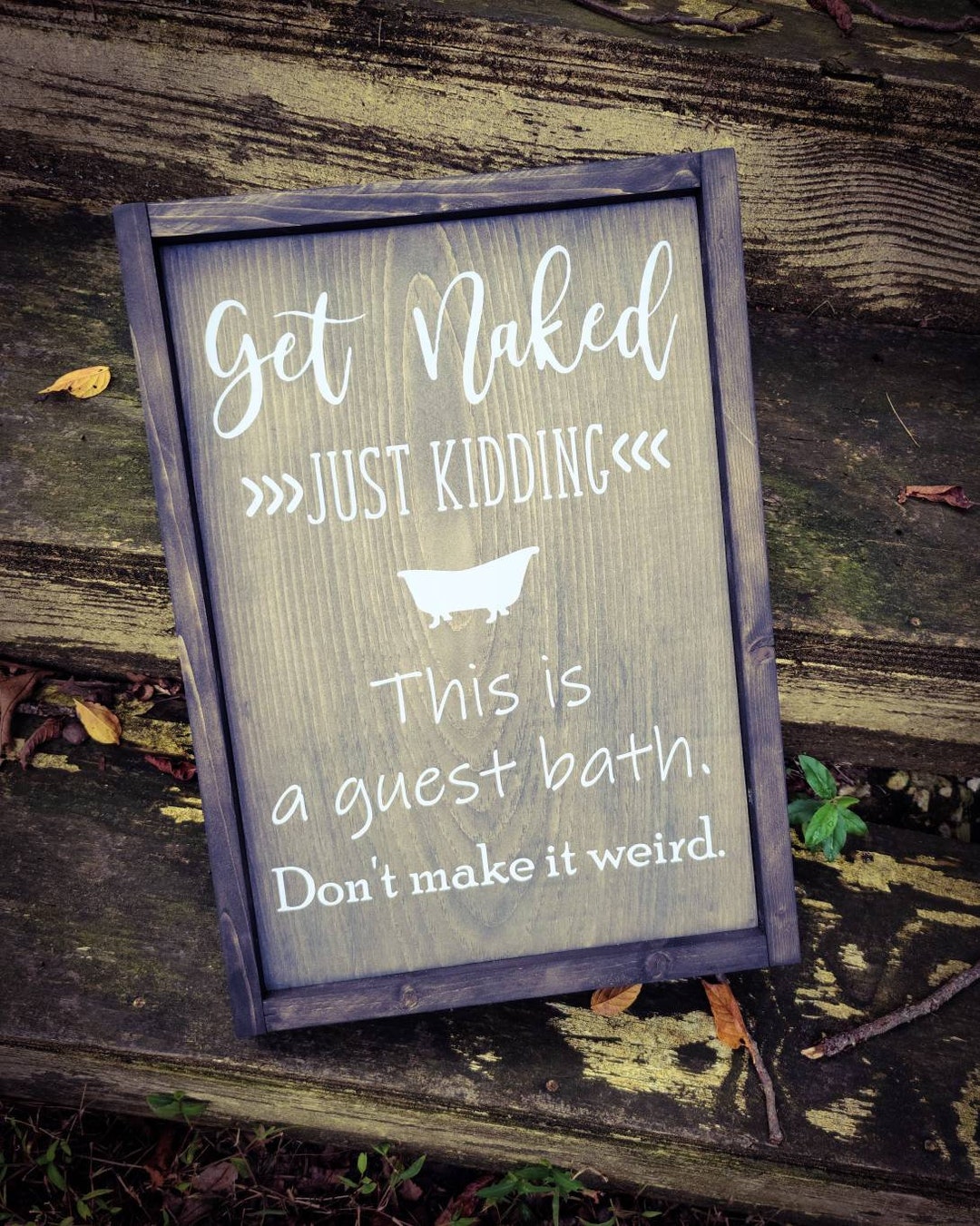 Custom Bathroom Sign, Framed Wood Sign, Personalized Decor, Farmhouse ...