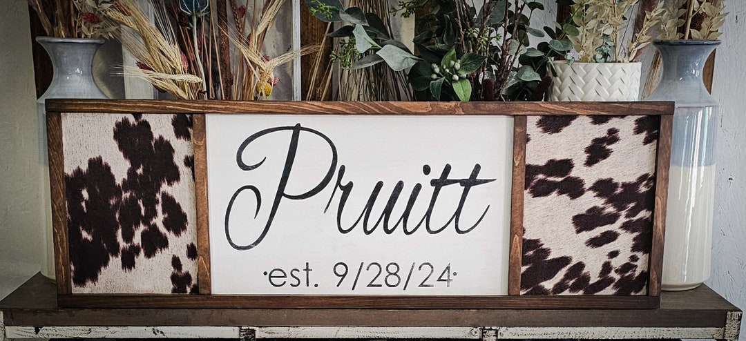 Large Custom Cowhide Personalized Sign Wedding Anniversary Gift ...