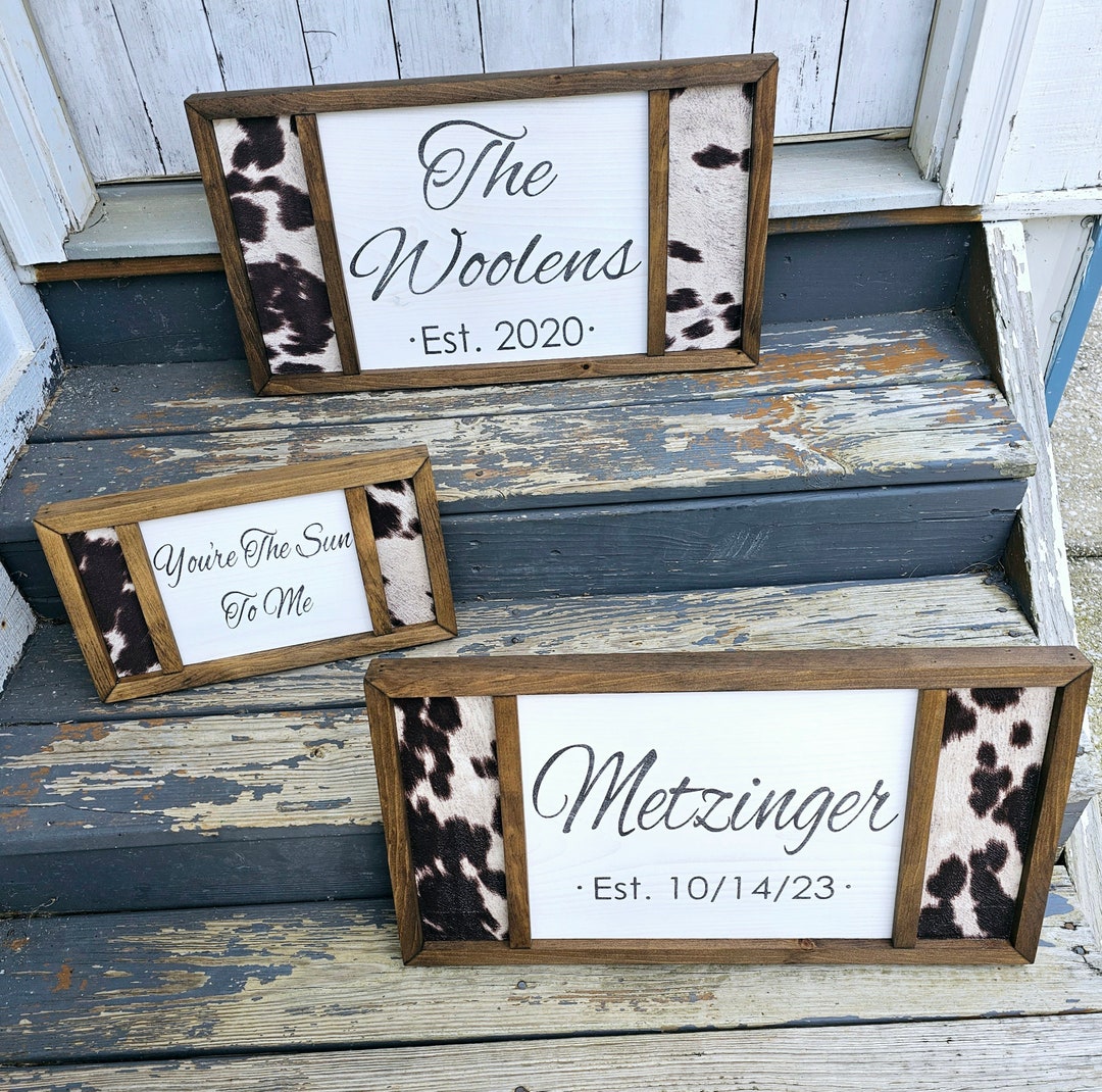 Custom Cowhide Welcome Sign - Cow Print Sign - Country Western Sign ...