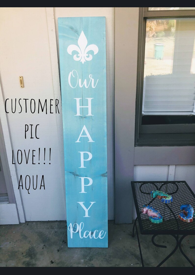 Farmhouse Our Happy Place Welcome Sign Choose Your Size & - Etsy