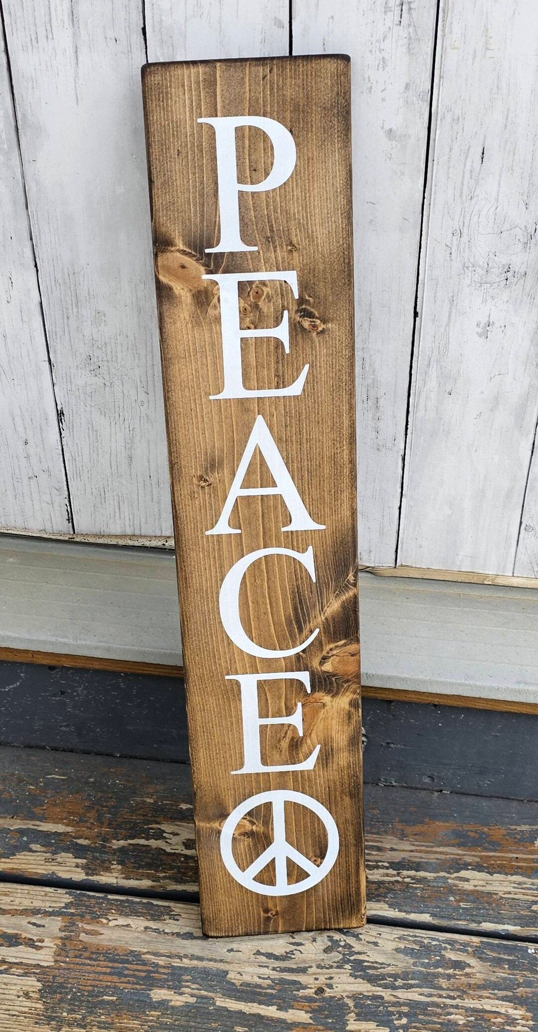 Farmhouse Peace Welcome Sign - Wooden Rustic Decor, Front Door Porch ...