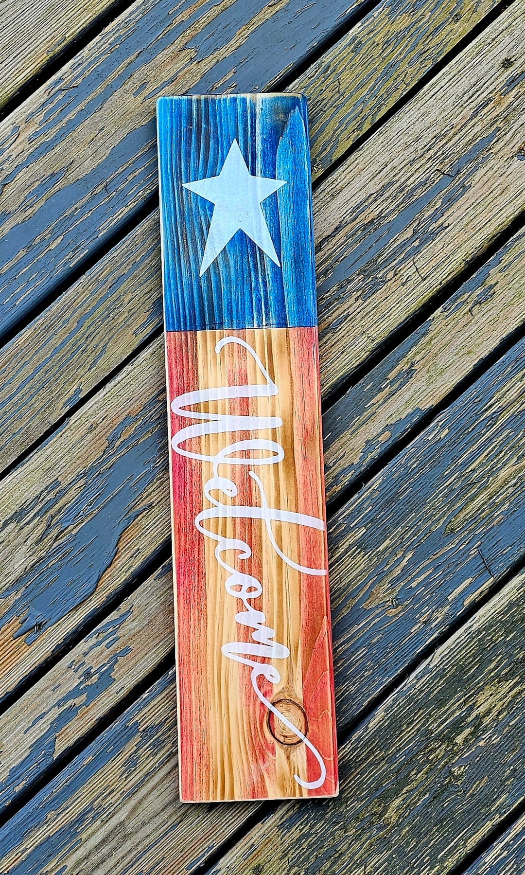 Patriotic Welcome Sign, Flag Sign - Choose Your Size - Wooden Rustic ...