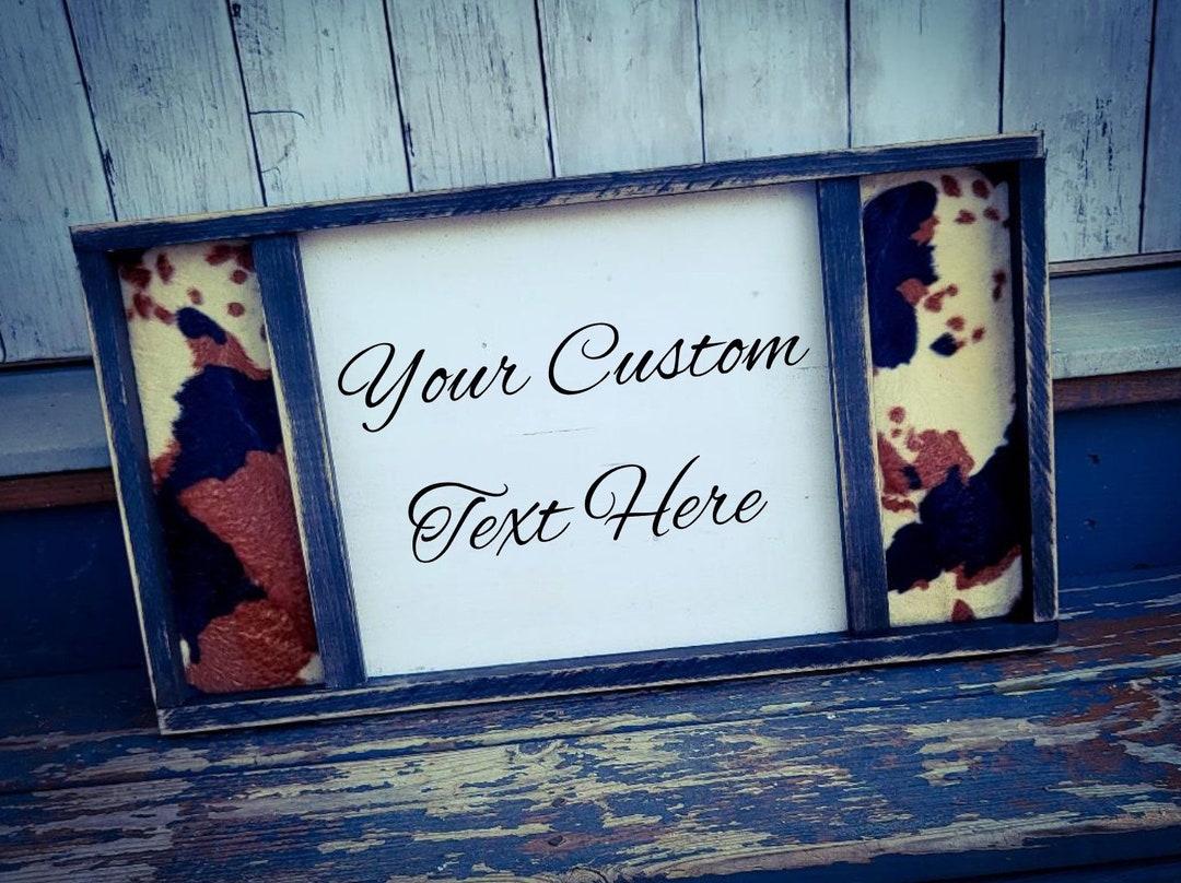 Custom Cowhide Welcome Sign Cow Print Sign Wedding Anniversary Gift ...
