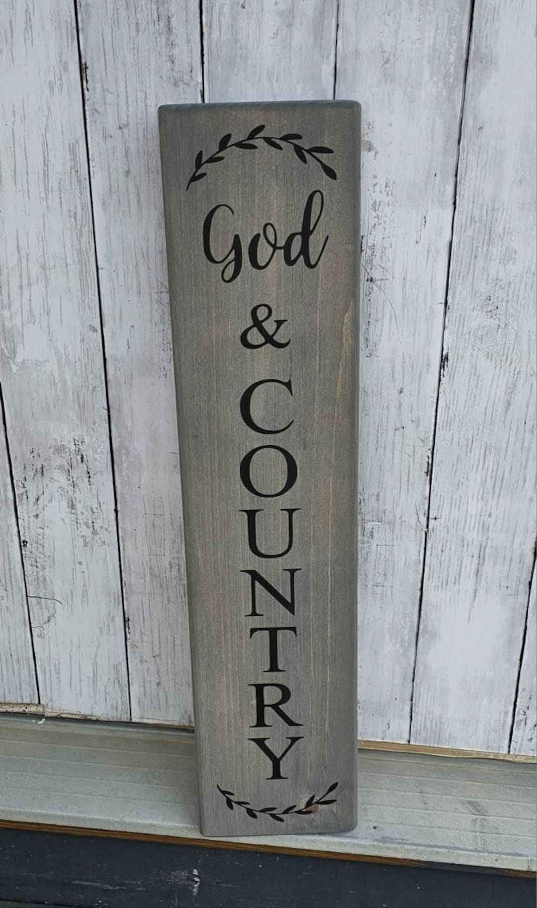 Farmhouse God & Country Welcome Sign - Wooden Rustic Decor, Front Door ...