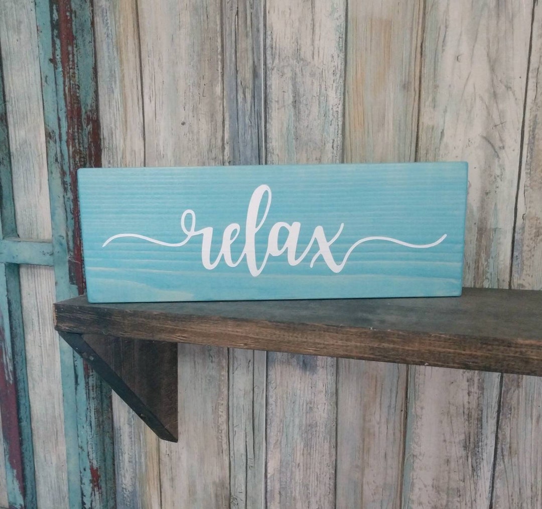 Farmhouse Relax Shelf Sit Sign - Wooden Farmhouse Rustic Decor, Front ...