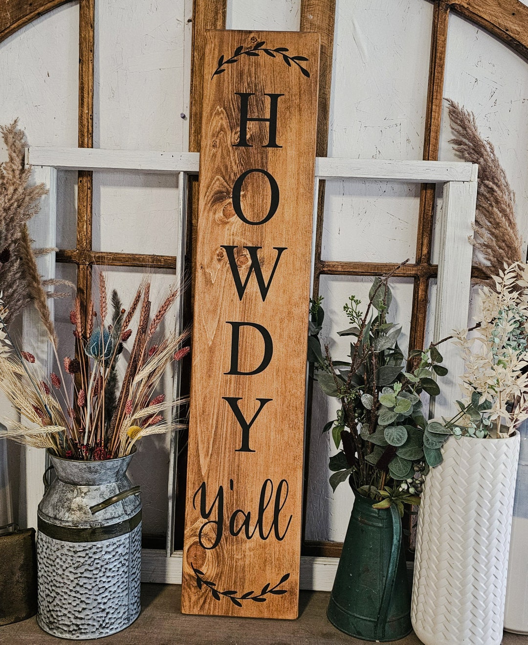 Farmhouse Howdy Y'all Welcome Sign, State Sign - Wooden Rustic Decor ...