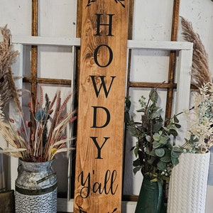 Farmhouse Howdy Y'all Welcome Sign, State Sign - Wooden Rustic Decor ...