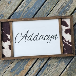 Custom Cowhide Nursery Sign - Cow Print Sign - Country Western Welcome ...