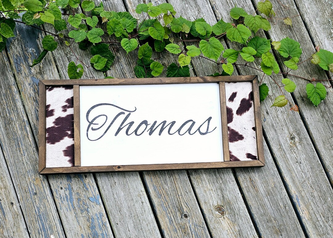 Custom Cowhide Welcome Sign Cow Print Sign Wedding Anniversary Gift ...