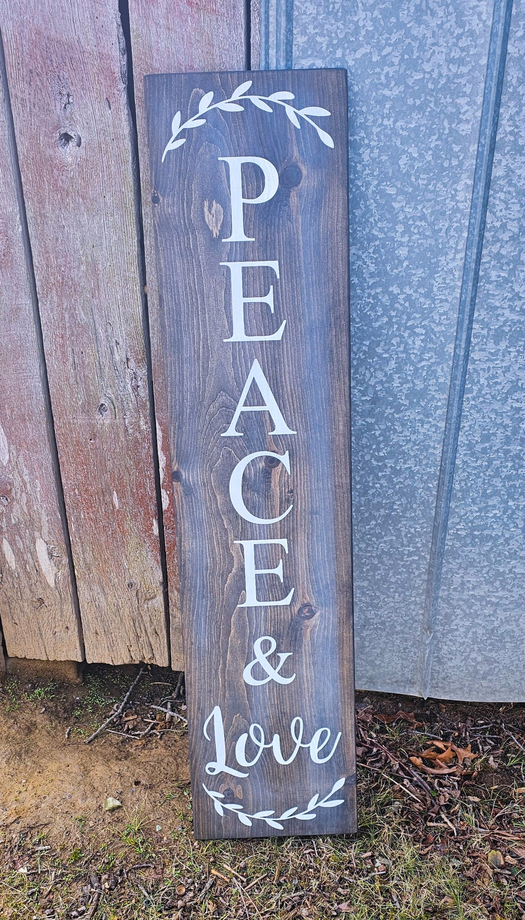 Farmhouse Peace Love Welcome Sign - Wooden Rustic Decor, Front Door ...