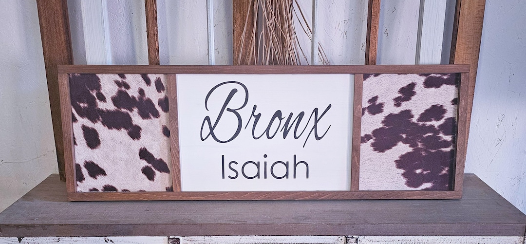 Custom Cowhide Name Sign Cow Print Sign Country Western Welcome Sign ...