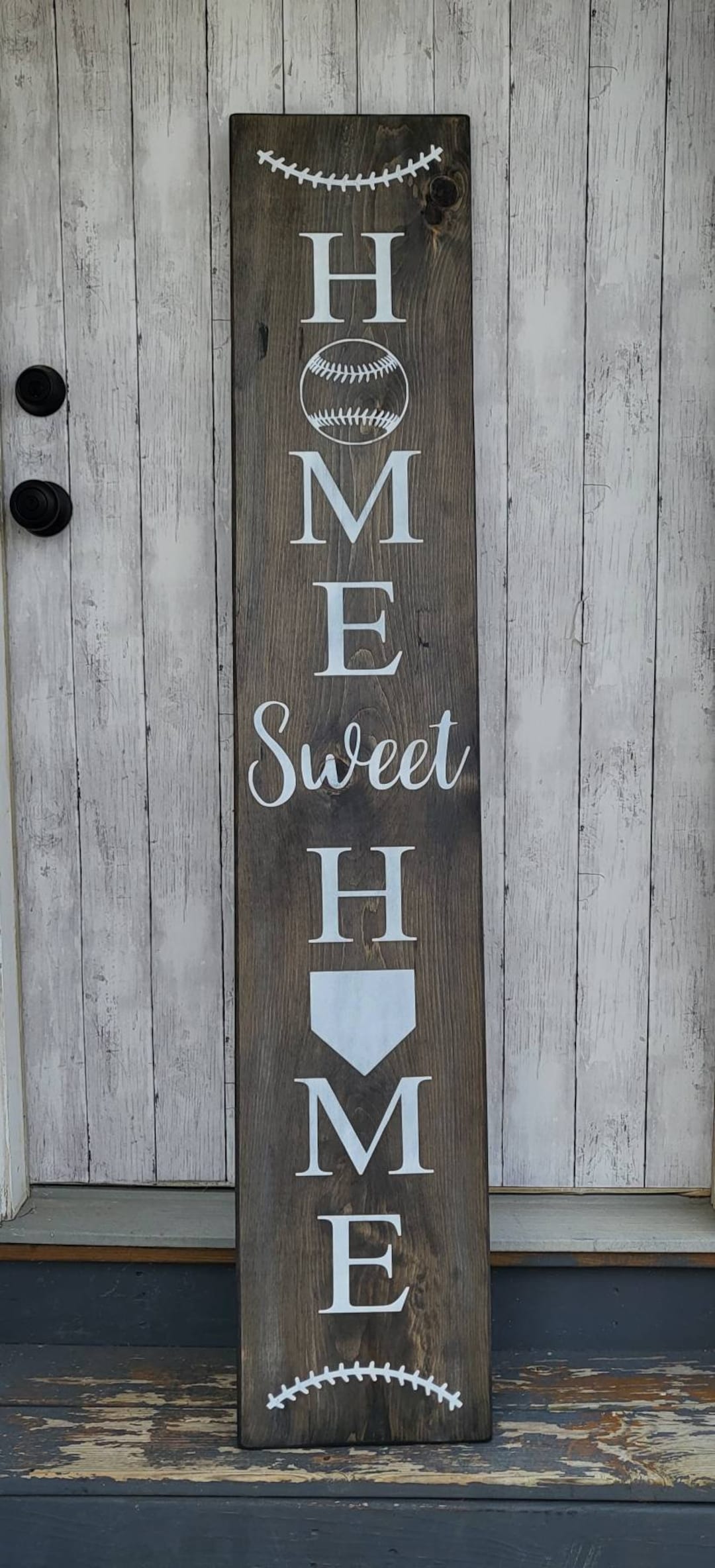 Custom Baseball Welcome Sign - Home Sweet Home Welcome Sign - Wooden ...