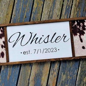 Custom Cowhide Welcome Sign Cow Print Sign Wedding Anniversary Gift ...