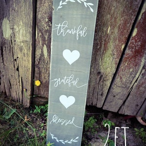 Farmhouse Thankful Grateful Blessed Sign - Choose Your Size & Color ...