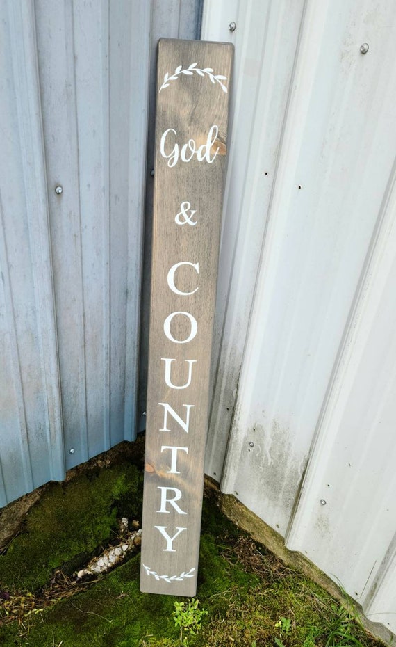 Farmhouse God & Country Welcome Sign Wooden Rustic Decor - Etsy