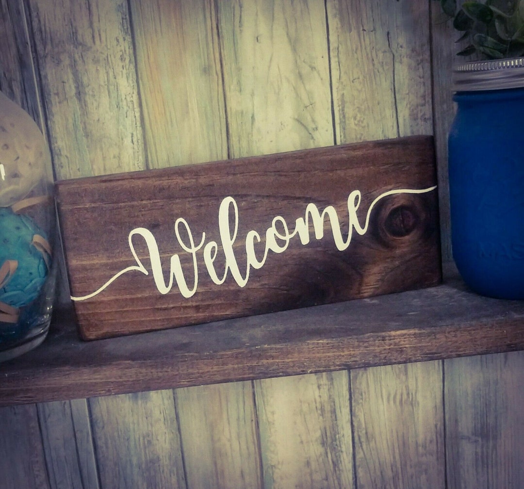 Farmhouse Welcome Sign Custom - Wooden Farmhouse Rustic Decor, Front ...