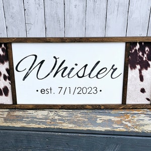 Custom Cowhide Name Sign Cow Print Sign Wedding Anniversary Gift ...