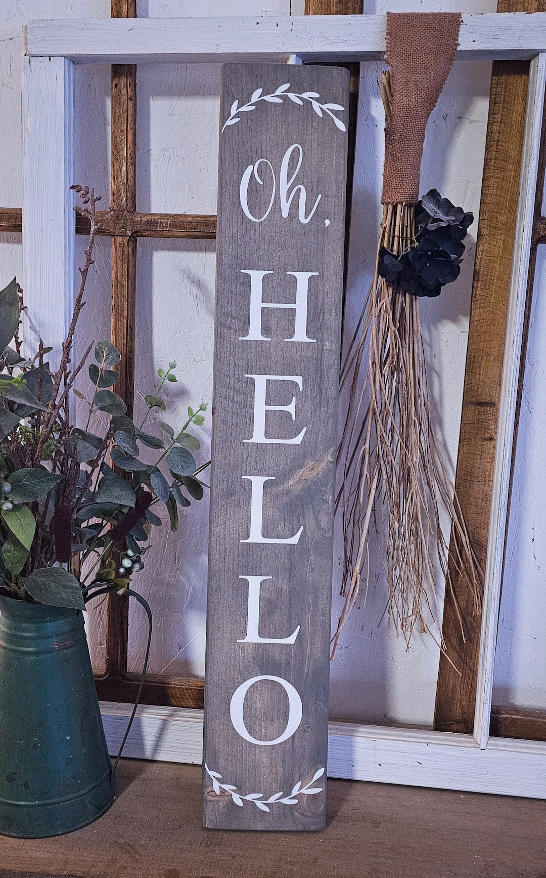 Oh Hello Welcome Sign - Choose Your Size Color - Wooden Rustic ...