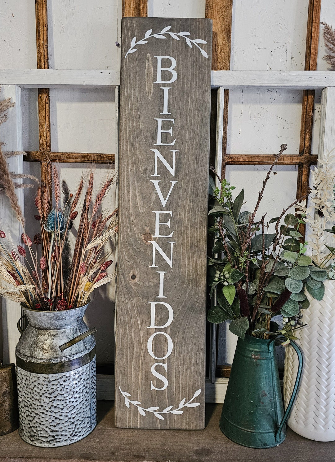 Bienvenidos Welcome Sign, Wooden Rustic Farmhouse Decor, Front Door ...