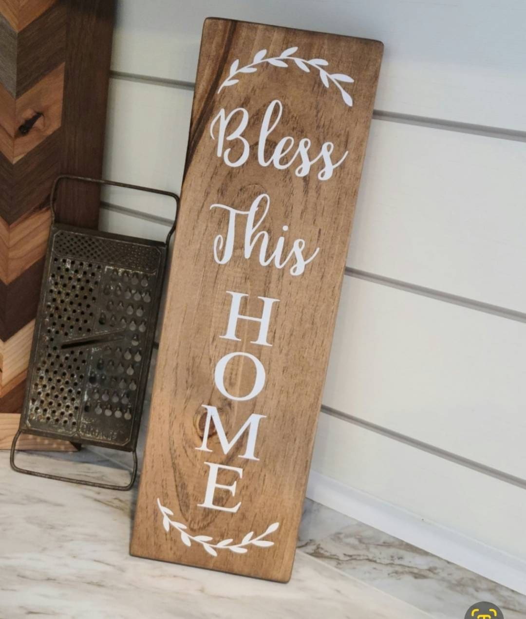 Farmhouse Bless This Home Sign Wooden Rustic Decor, Front Door Porch ...