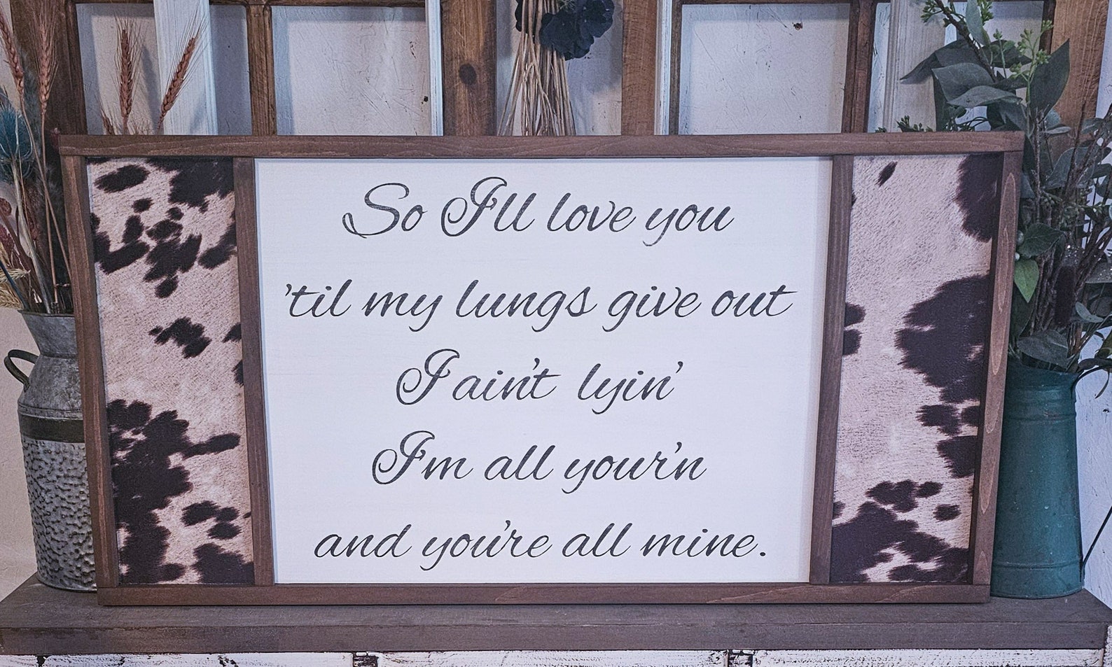 Custom Cowhide Welcome Sign Cow Print Sign Country Western Sign Decor ...