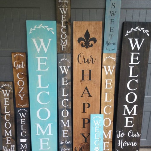 Farmhouse Rustic Wood Welcome Sign Vertical Wooden Welcome - Etsy