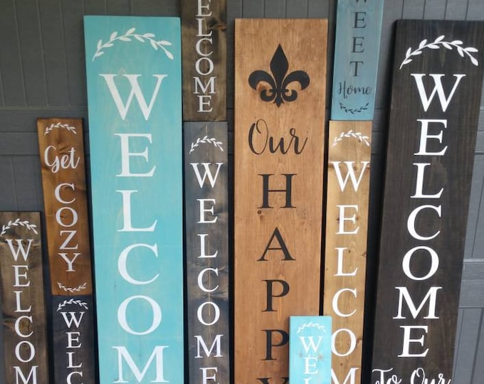 Farmhouse Welcome Sign, State Sign - Choose Your Size & Color - Wooden ...