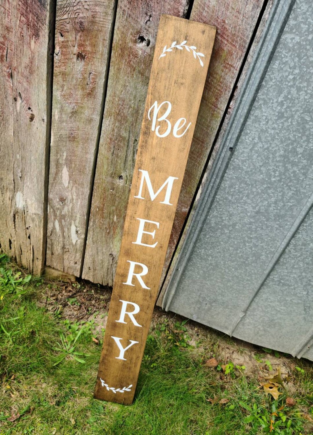 Farmhouse Be Merry Sign 2/3/4/5 Feet Lengths Wooden Rustic Decor, Front ...