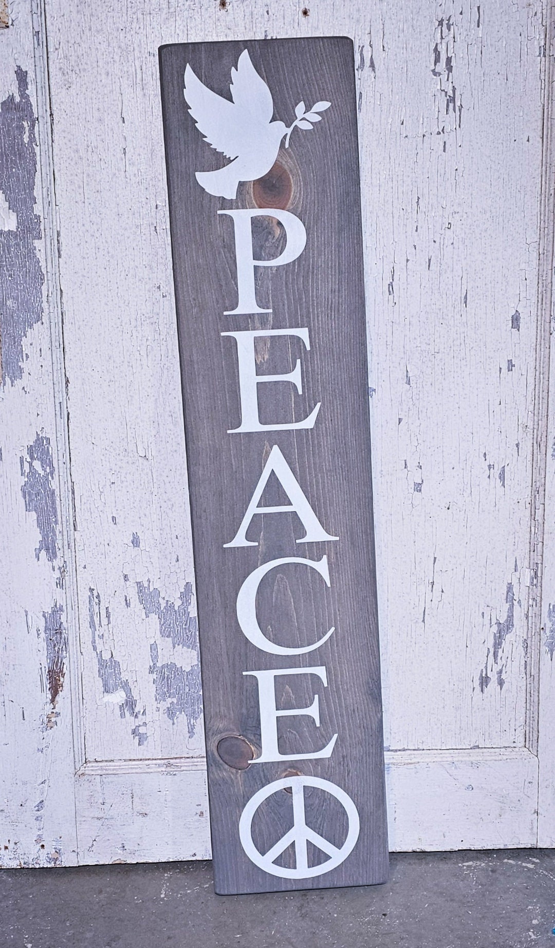 Farmhouse Peace Welcome Sign - Wooden Rustic Decor, Front Door Porch ...