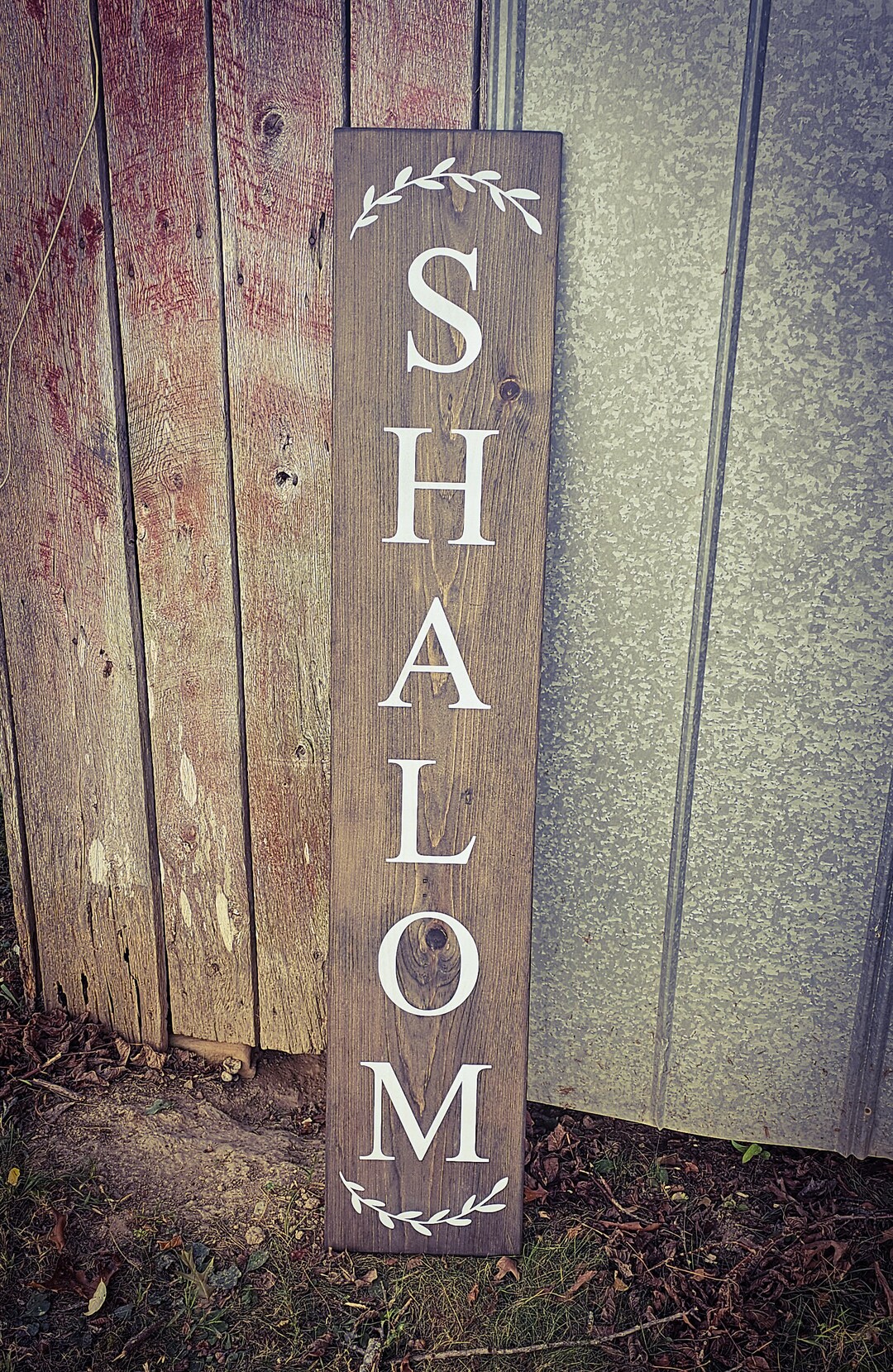 Shalom Welcome Sign, Wooden Rustic Farmhouse Decor, Front Door Porch ...